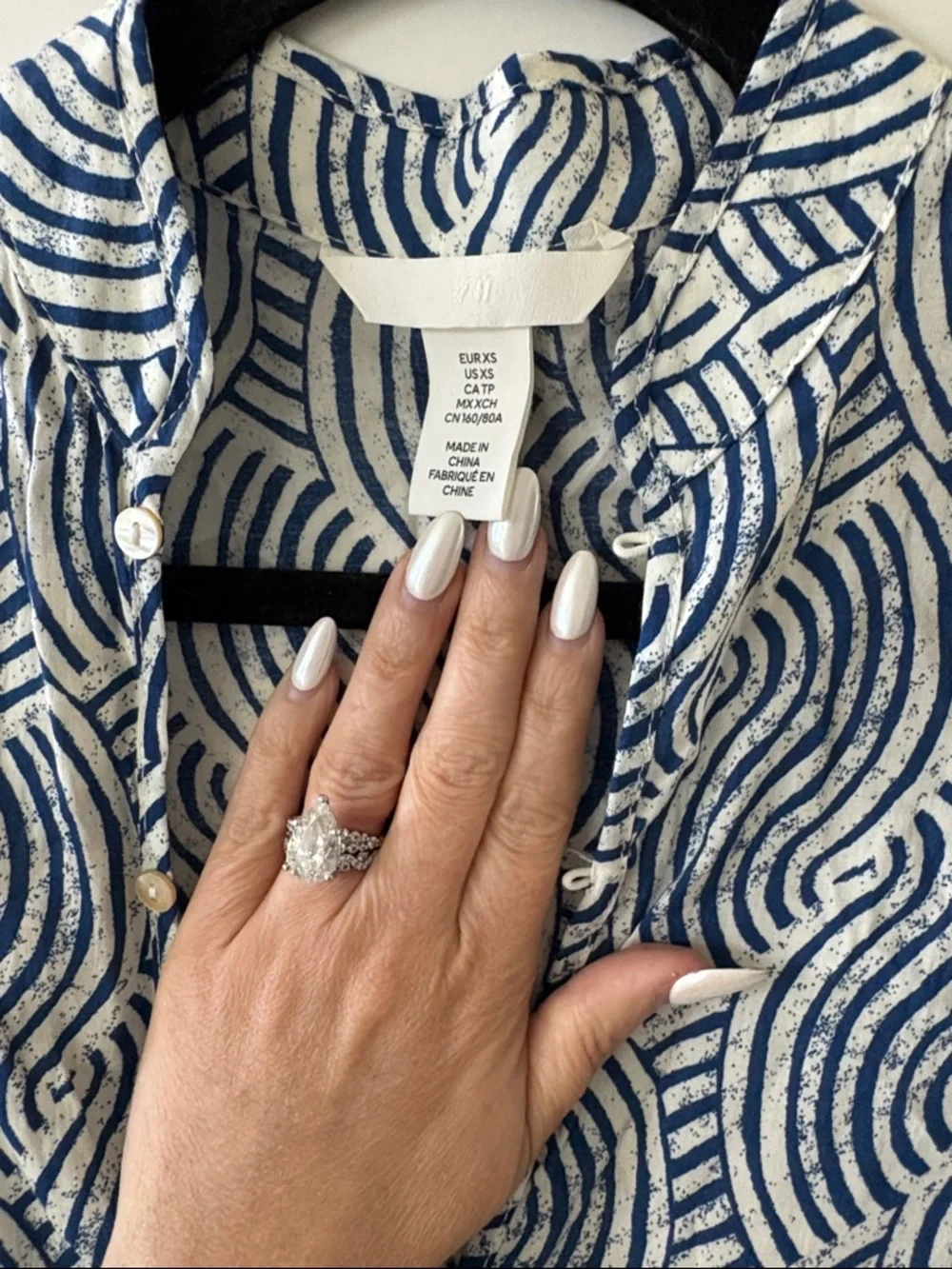 H&M | Dresses | Hm Santorini Blue And White Long Sleeve Dress With Sea ...